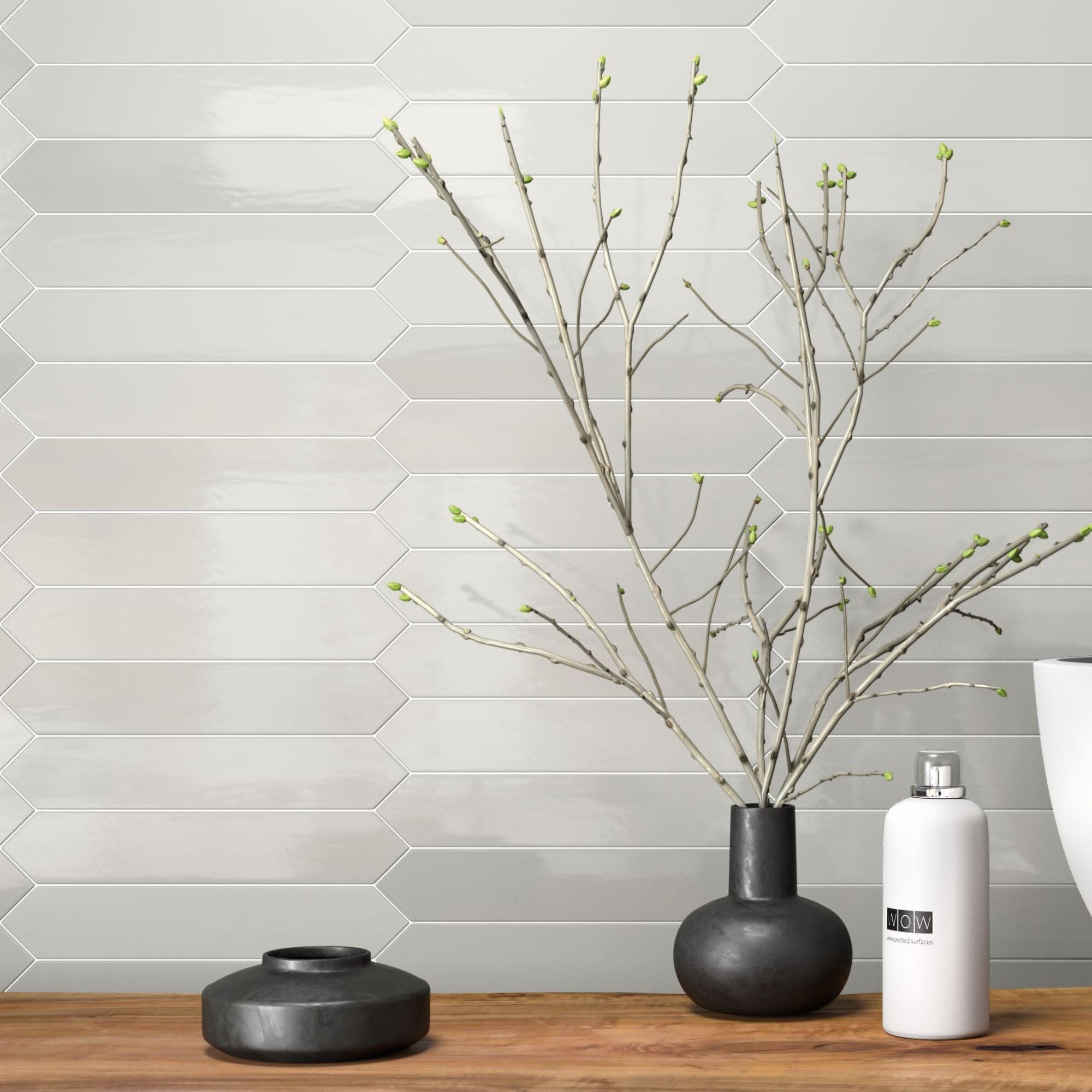 Buy 24.3cm x 4.3cm Gradient Crayon Greige Gloss Tile Online Today