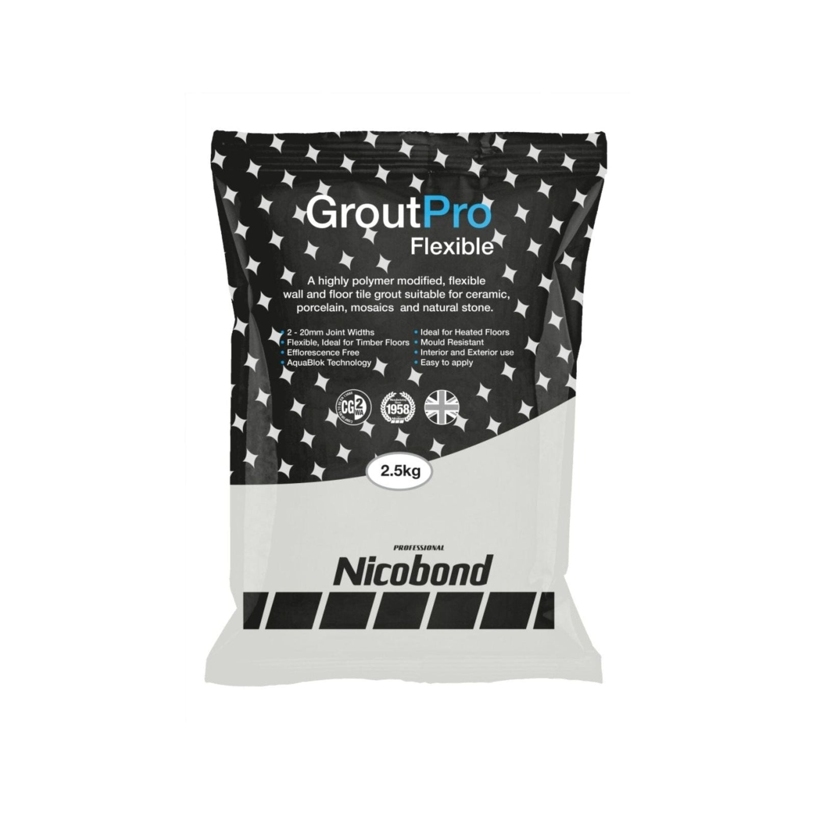 Buy Nicobond GroutPro Flexible 2.5kg - White Grouts Online Today