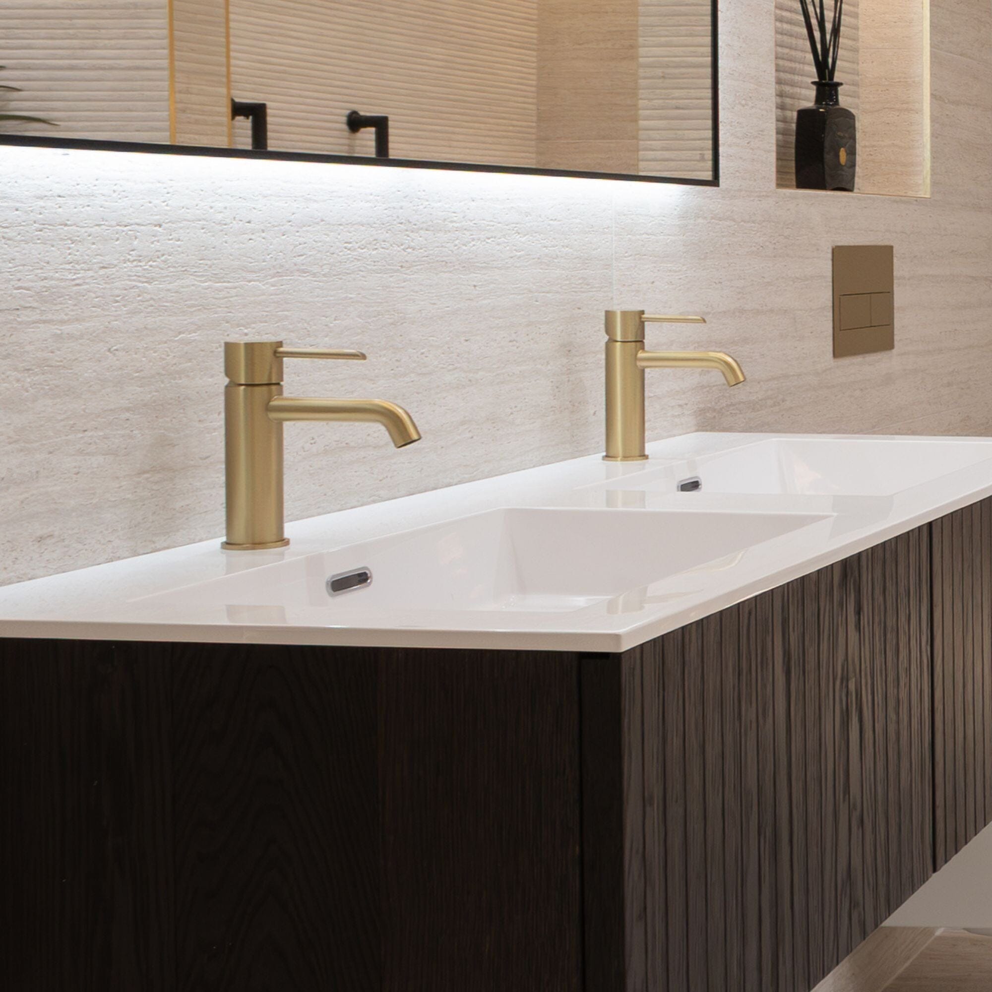 Buy ROUND Single Lever Basin Mixer - Brushed Brass Taps Online Today