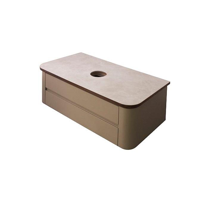 Buy LIEM Suspended Vanity Cabinet 82cm - Sand/Walnut Bathroom Furniture ...