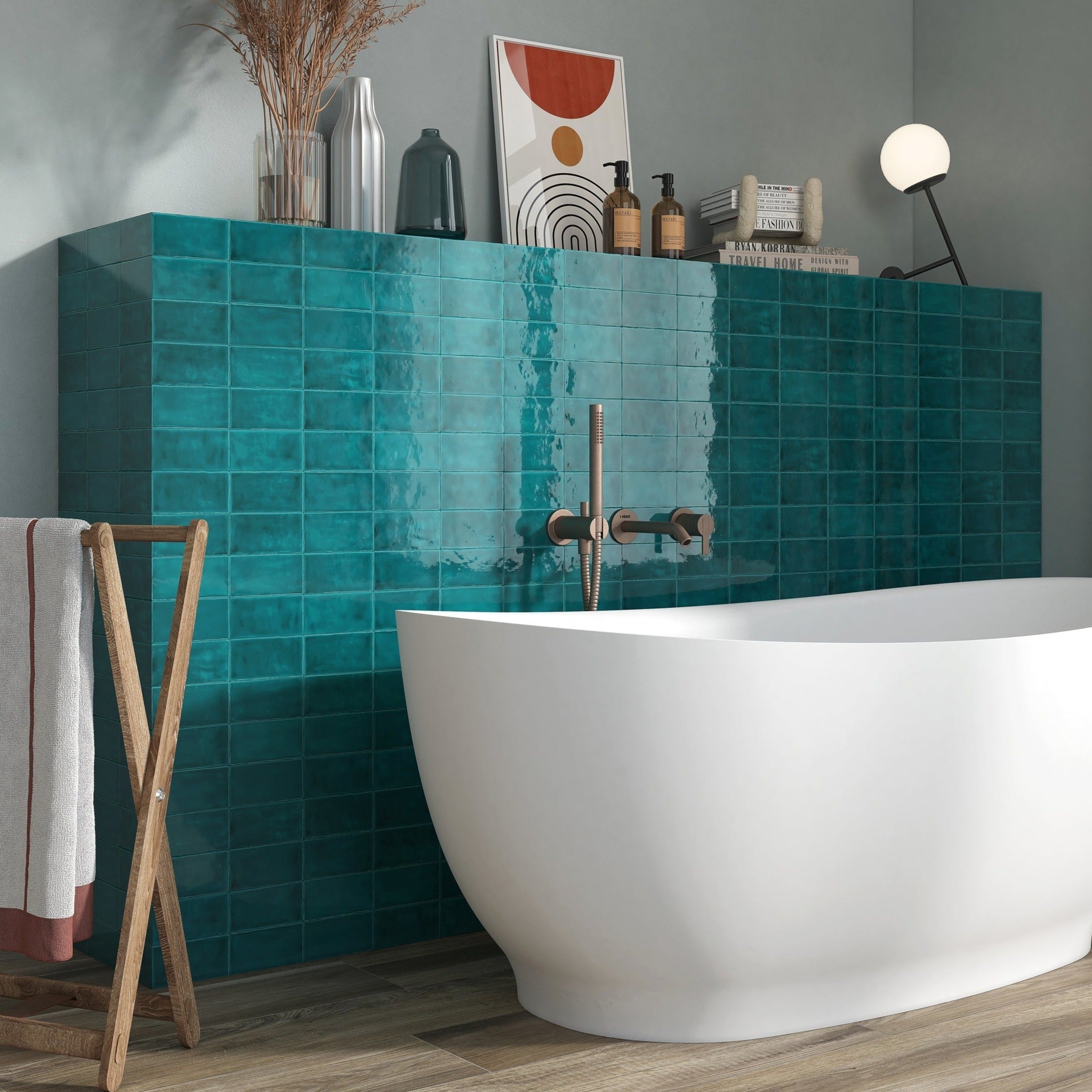 Buy 13cm x 6.5cm Memorie Blu Reale Glossy 6.5x13 Tile Online Today